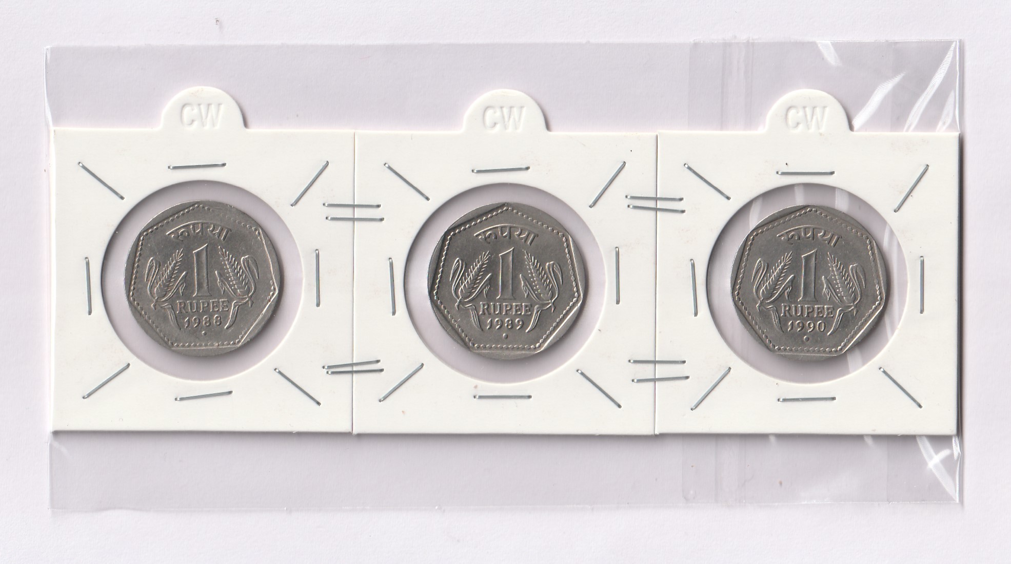 Extremely Rare 1 Rupee 1988, 1989 & 1990 Noida Mint, Republic India ...