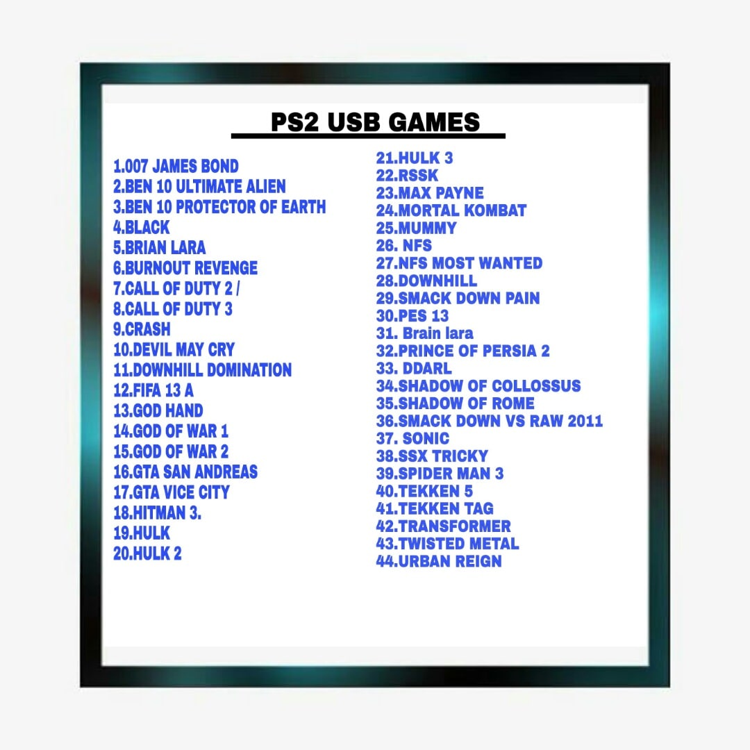 PLAYSTATION 2 PS2 USB GAMES LIST Gaming Controllers Ambrit Tv Games Koti Hyderabad Telangana